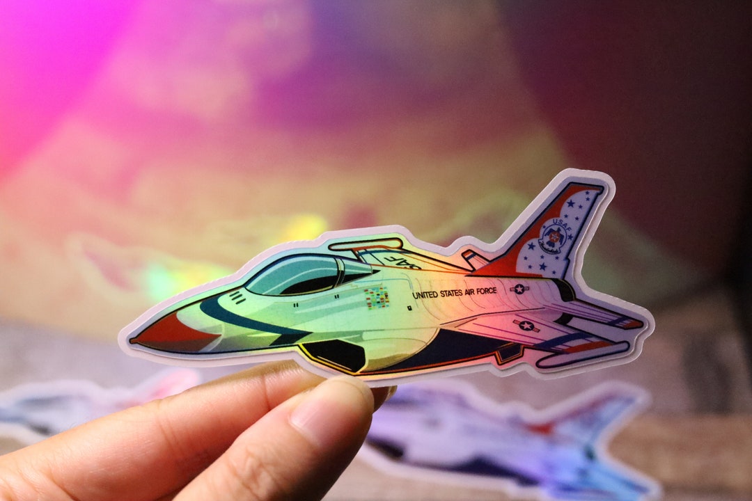 Holo F-16 Red White & Blue USA Jet Stickers Holographic Shiny Military ...