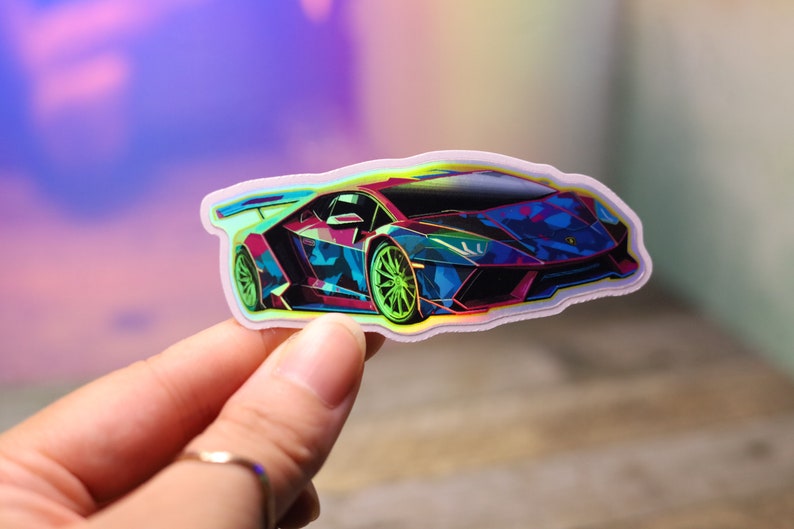 Holo Lamborghini Supercar Sports Race Car Sticker Magnet Holographic ...