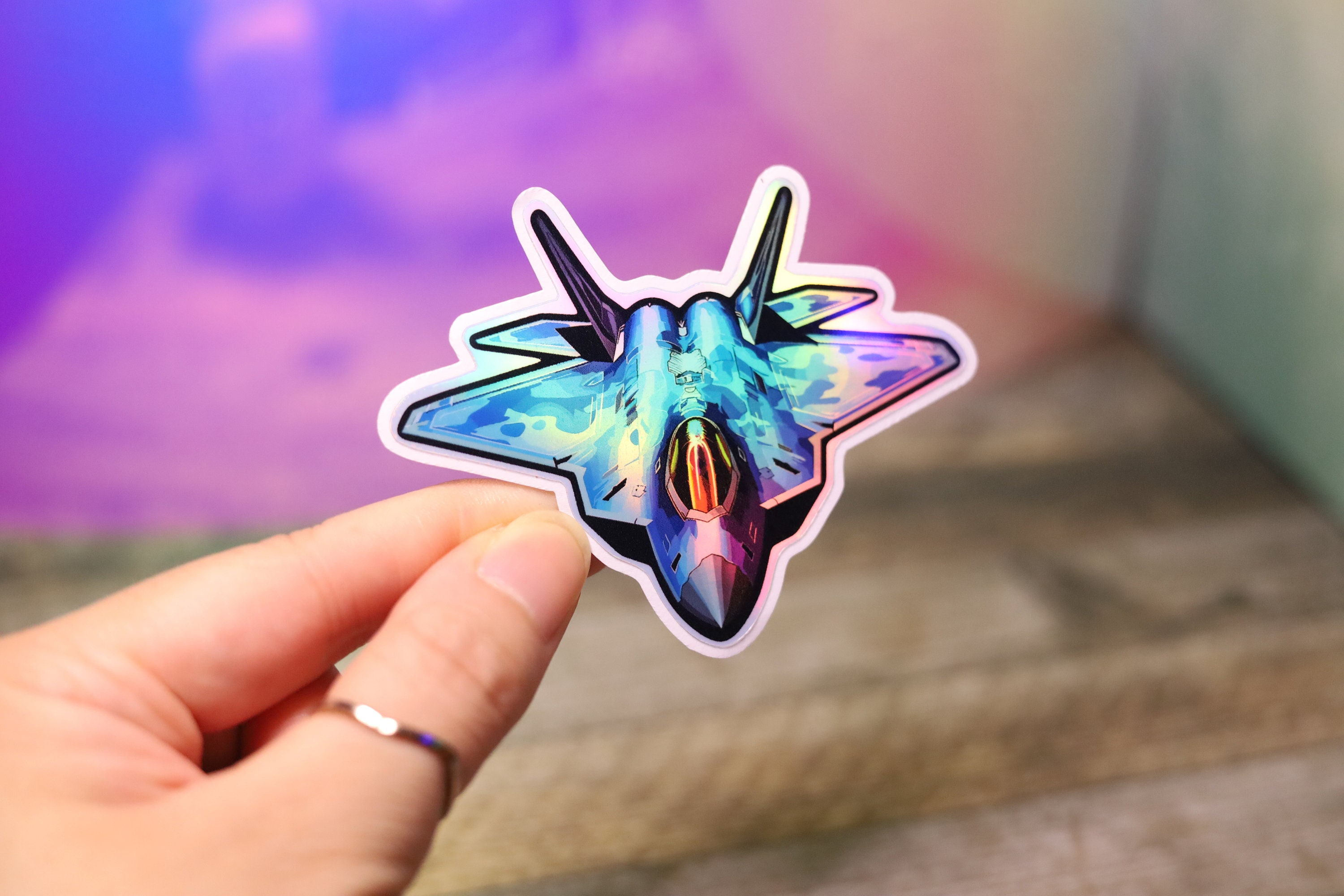 Holo F-22 Raptor Fighter Jet Stickers Holographic Shiny - Etsy