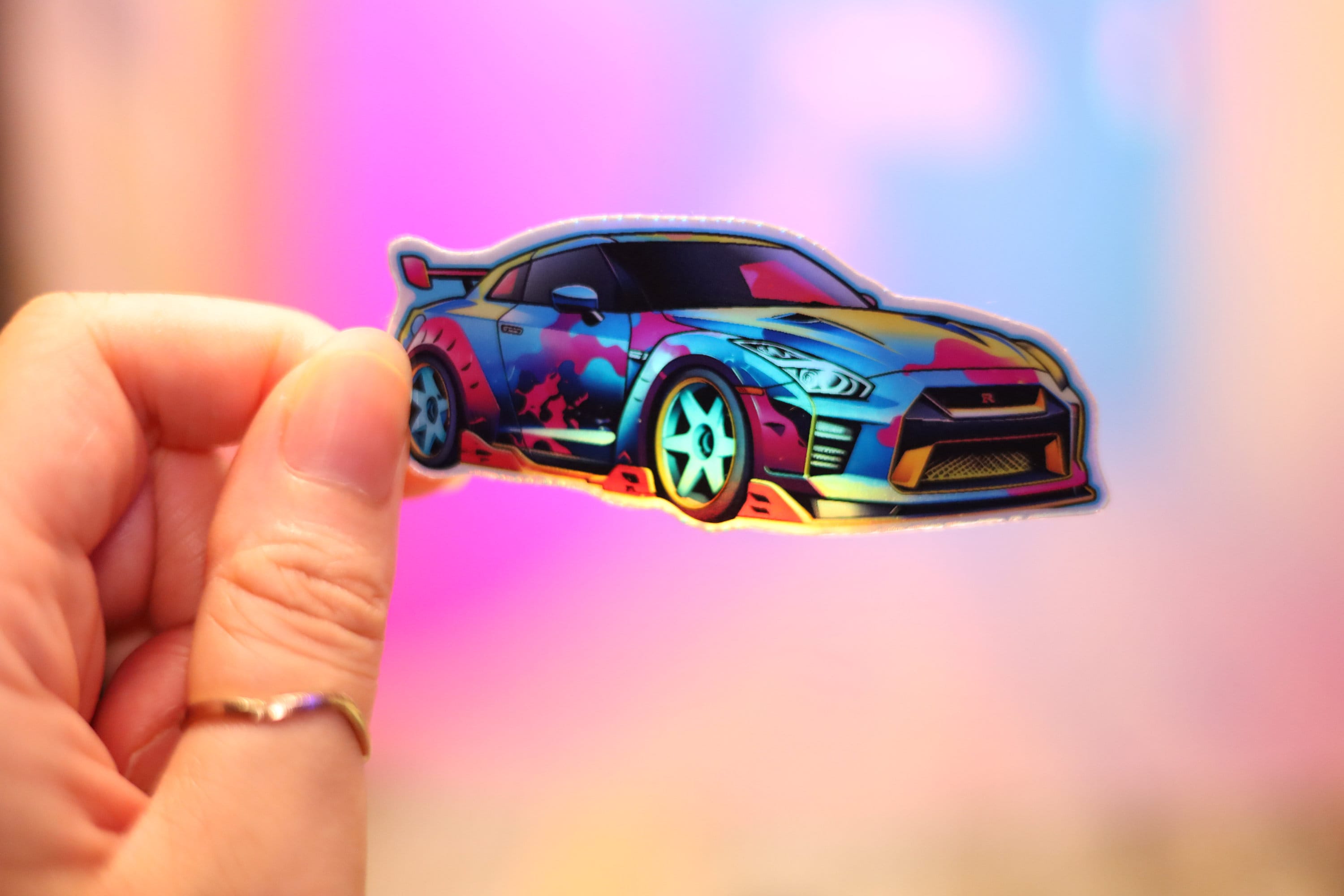 Holo GT-R R35 Sports Car Sticker Holographic Shiny | Laptop | Car Decal ...