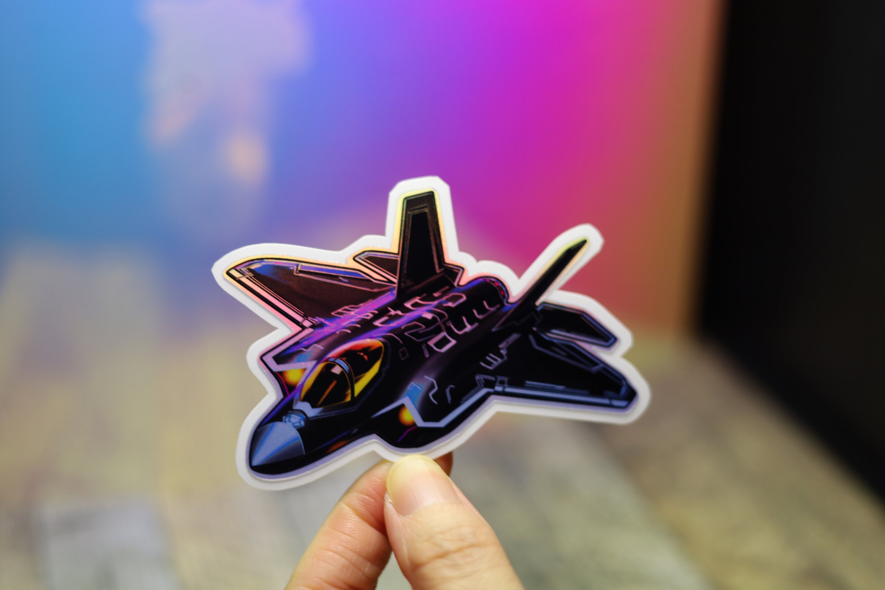 Holo F-35 Stealth Fighter Jet Sticker Holographic Shiny Car Decal Water ...