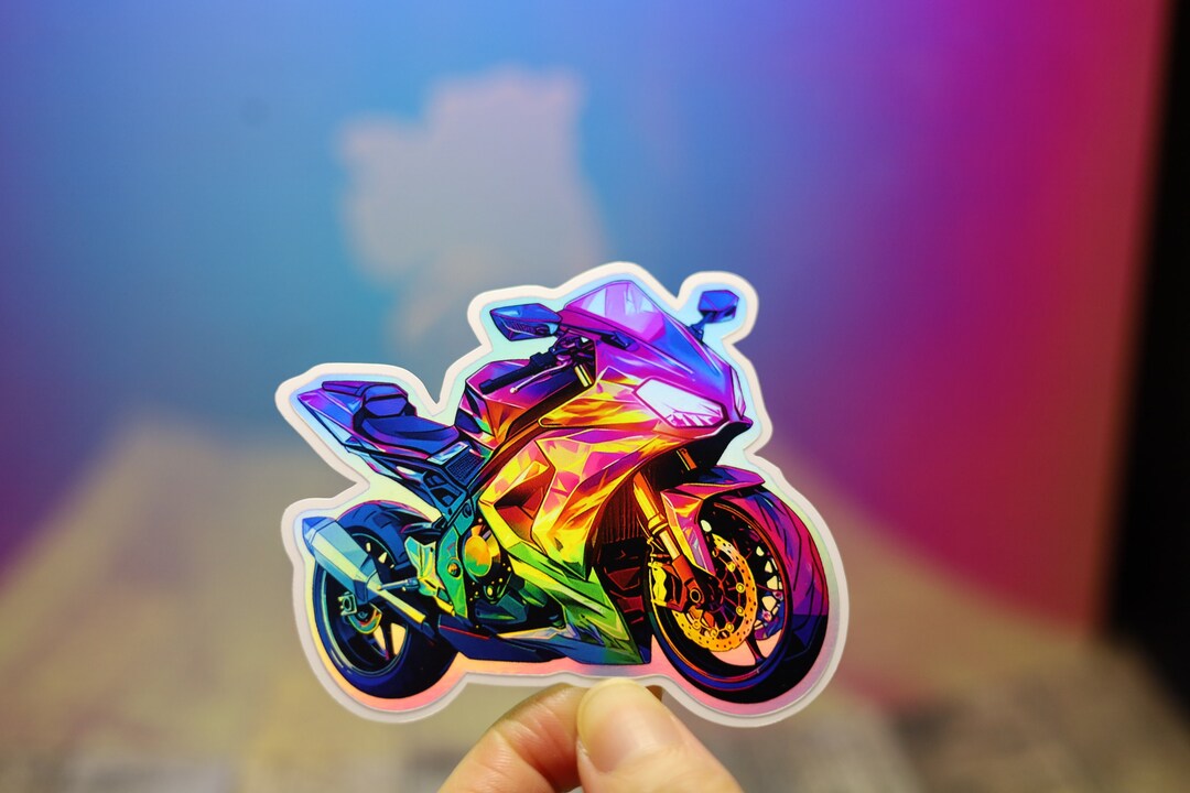 Holo Rainbow Motorcycle Sticker Racing Decal Laptop Graphic Handmade ...