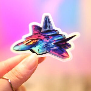 Holo F-22 Raptor Fighter Jet Stickers Holographic Shiny Decal Water ...