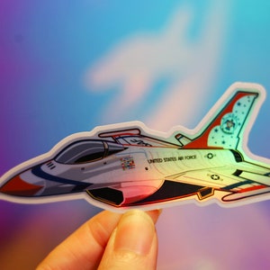 Holo F-16 Red White & Blue USA Jet Stickers Holographic Shiny Military ...