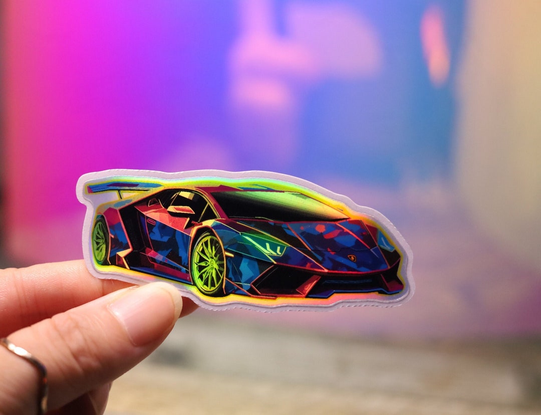 Holo Lamborghini Supercar Sports Race Car Sticker Magnet Holographic ...
