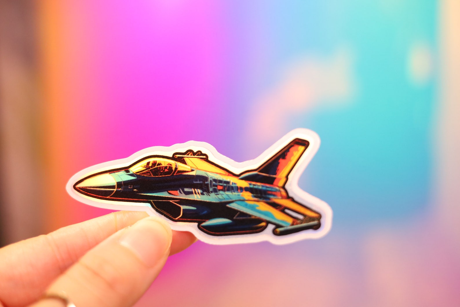 2x Holo F-16 Fighting Falcon Fighter Jet Stickers Holographic Shiny ...