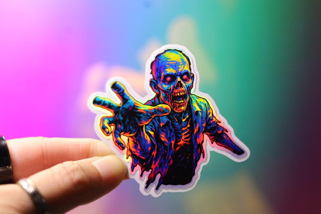 Holographic Zombie Sticker or Magnet | Waterproof Halloween Decal ...