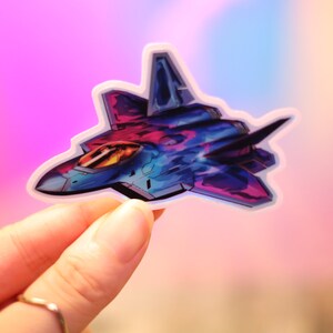 Holo F-22 Raptor Fighter Jet Stickers Holographic Shiny Decal Water ...