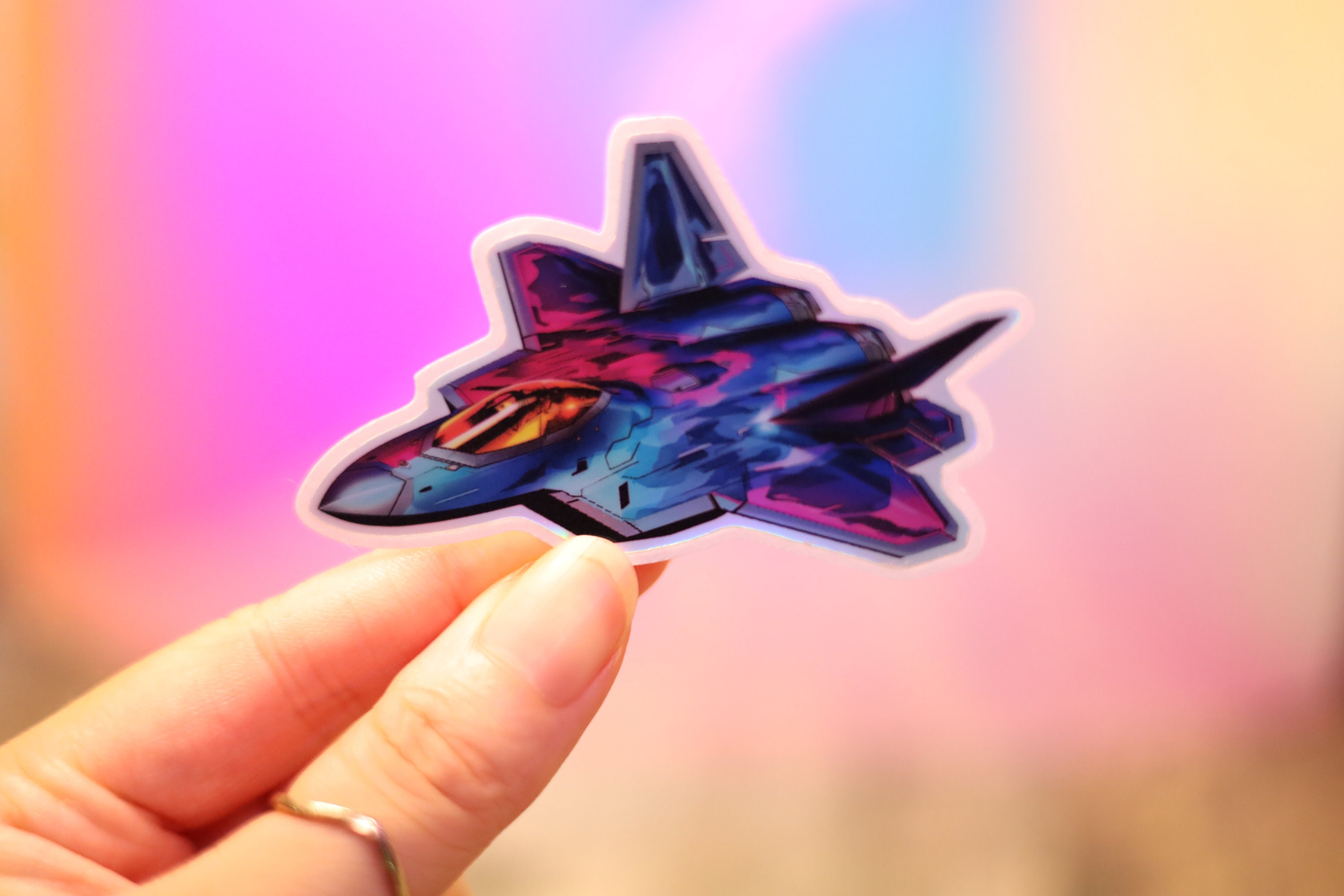 Holo F-22 Raptor Fighter Jet Stickers Holographic Shiny Decal - Etsy