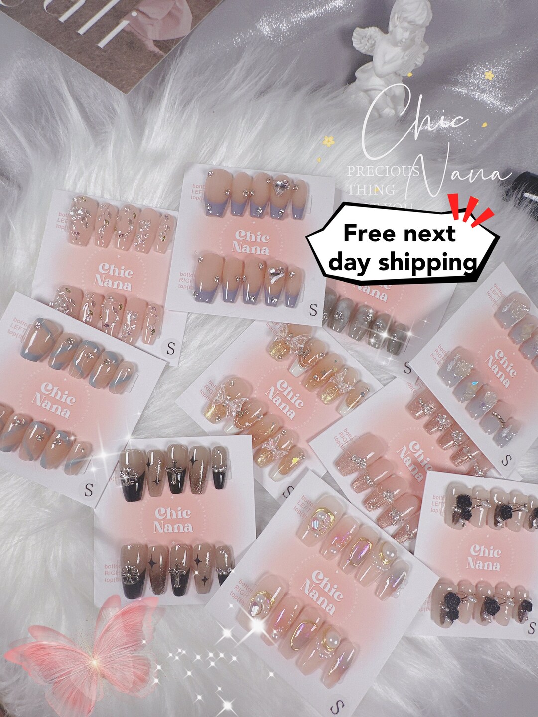 3 Sets Surprise Box Next Day Shipping Random Nails Sets Press on Nail ...