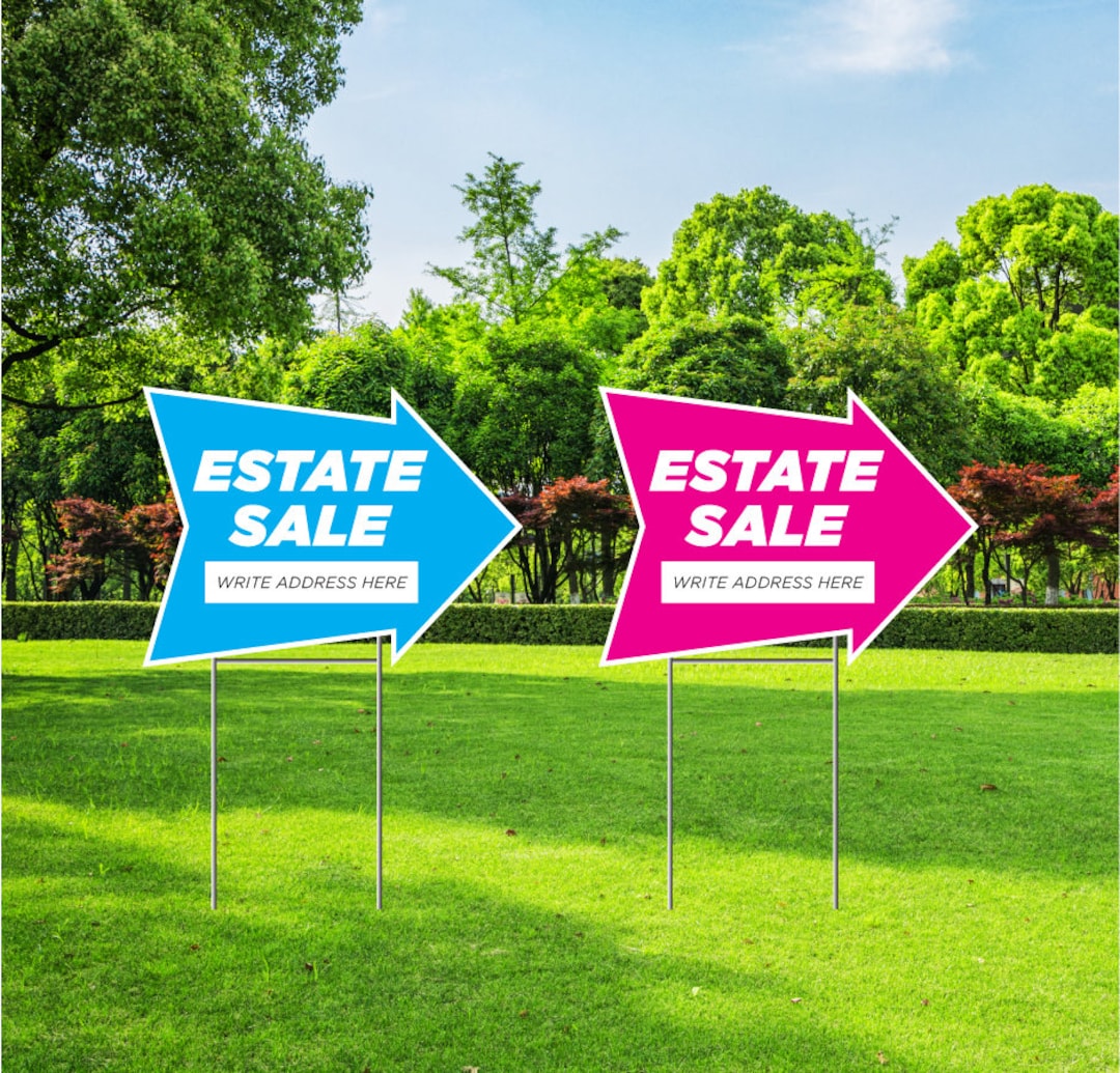Estate Sale Arrow and Home Shape Yard Signs With H-stakes | 17in X 23in ...