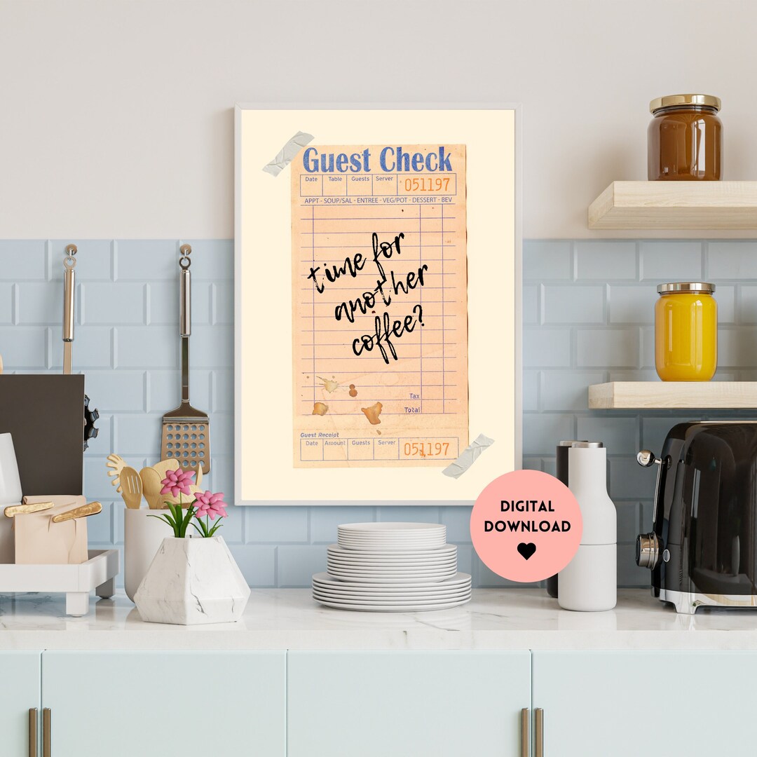 Time for Another Coffee Print Guest Check Coffee Lovers Gift Cafe ...