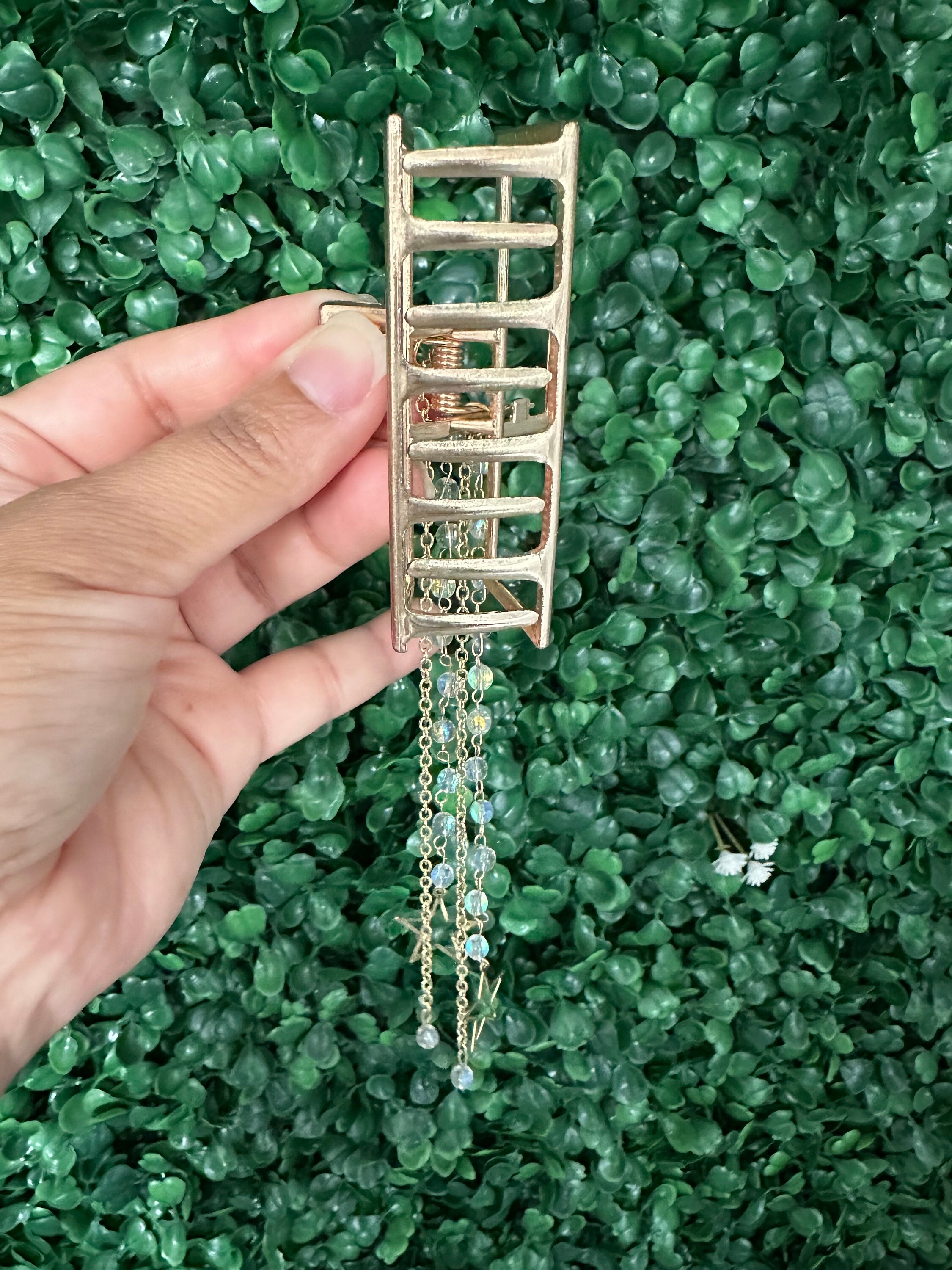 Hair Claw Clip With Beaded Chain With Charms. - Etsy