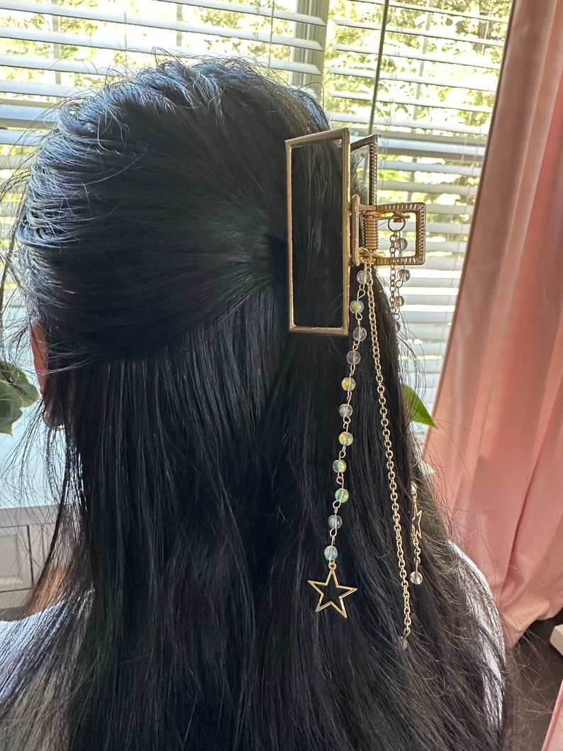 Hair Claw Clip With Beaded Chain With Charms. - Etsy