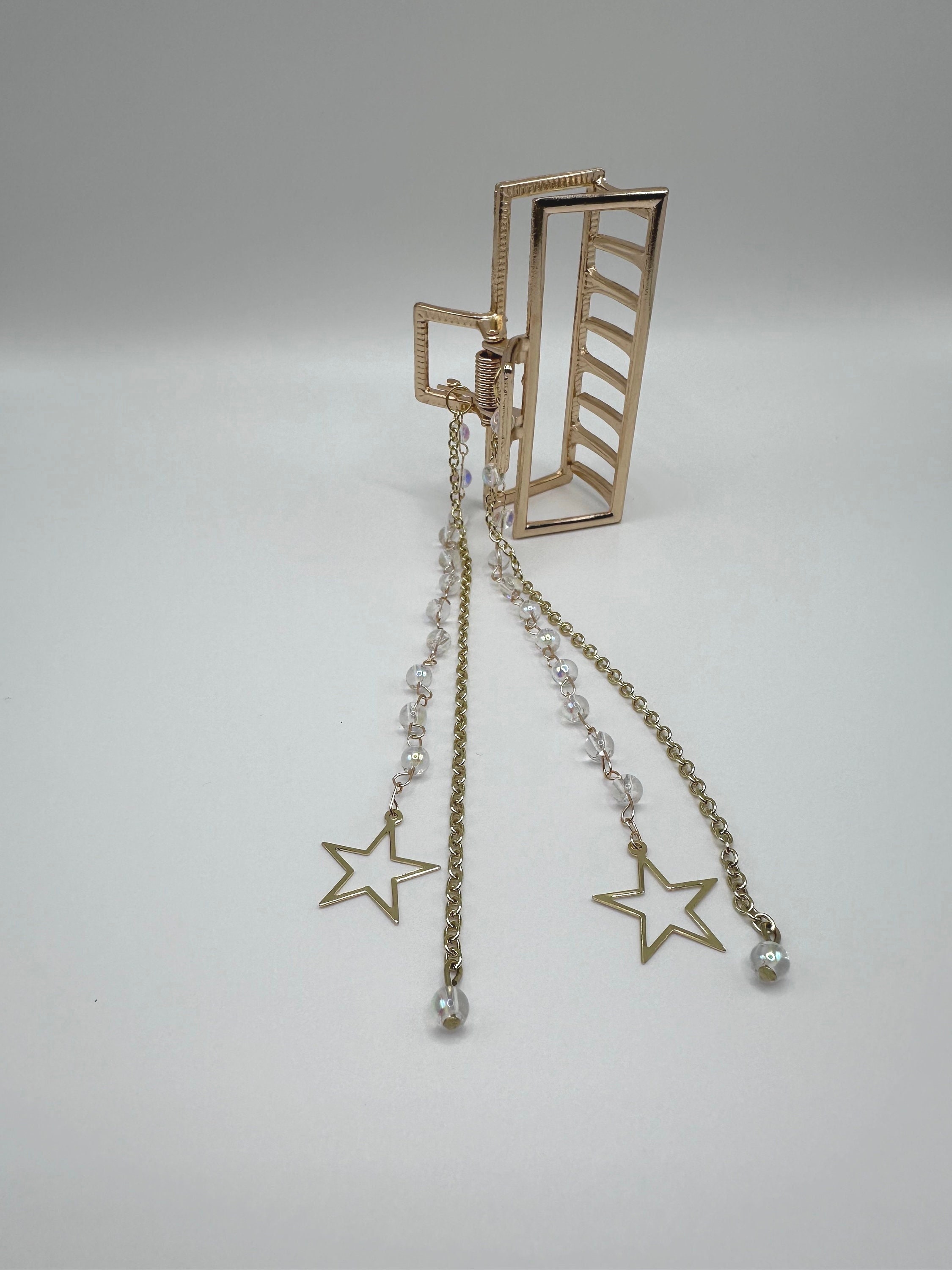 Hair Claw Clip With Beaded Chain With Charms. - Etsy