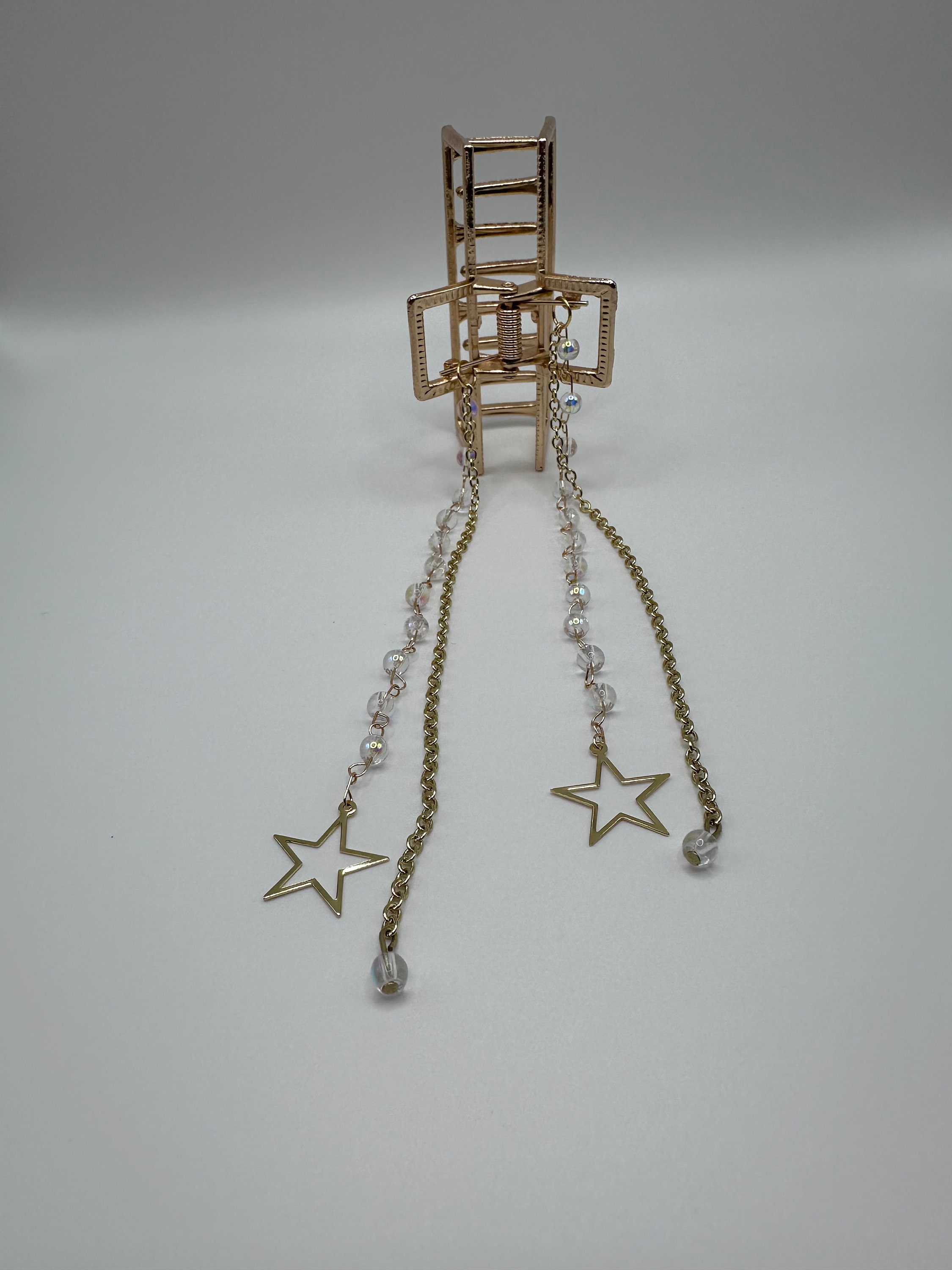 Hair Claw Clip With Beaded Chain With Charms. - Etsy