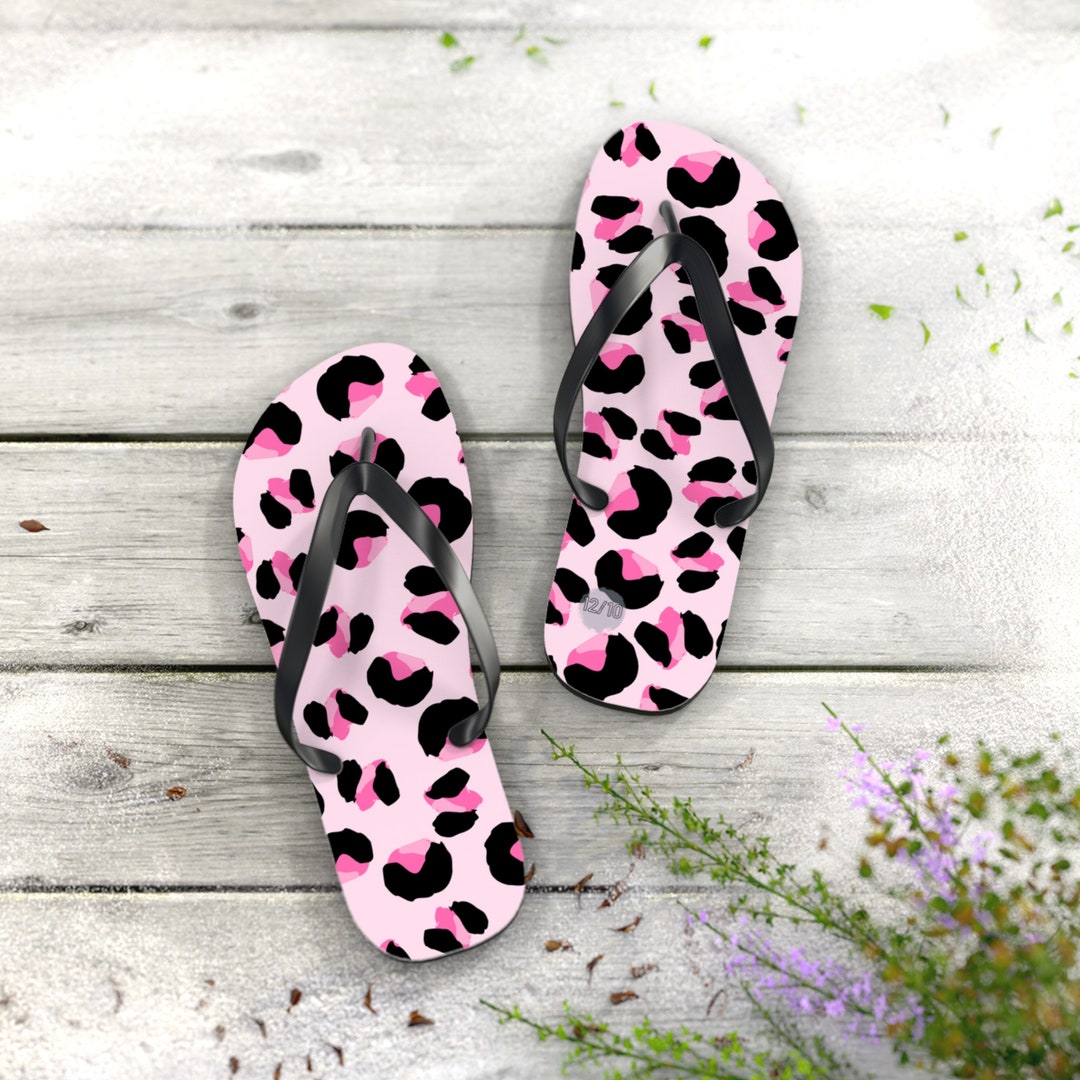 Pink Cheetah Flip Flops - Etsy