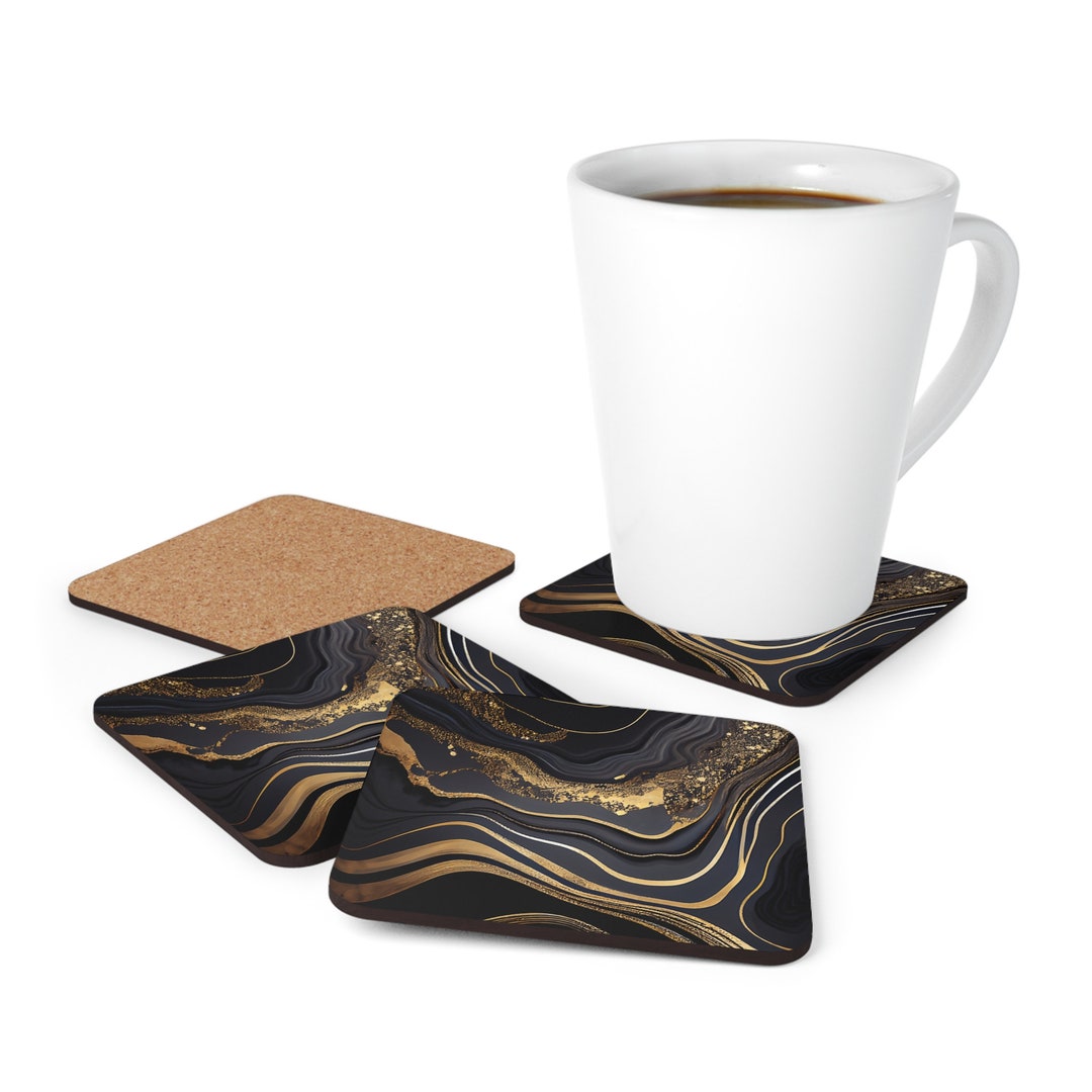 Black and Gold Marble Coasters - Etsy