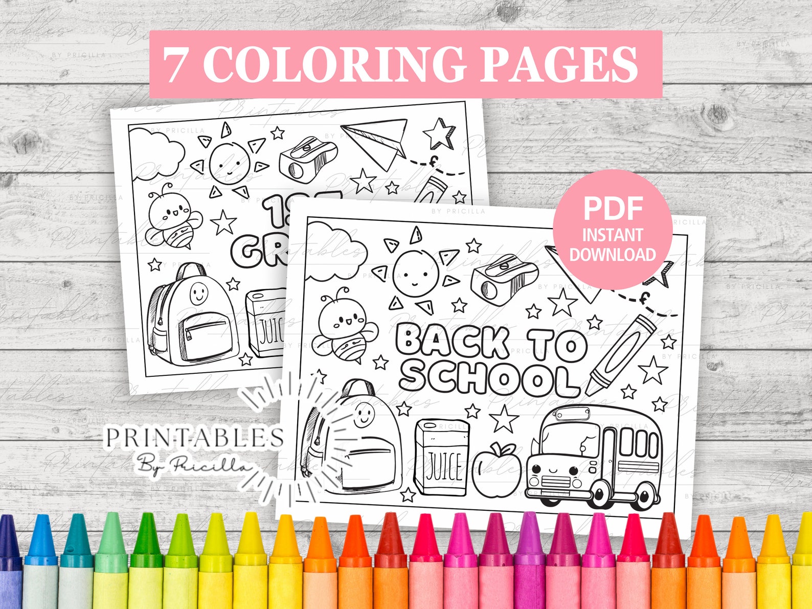 7 Back to School Coloring Sheets, Welcome Back Color Page Printable ...