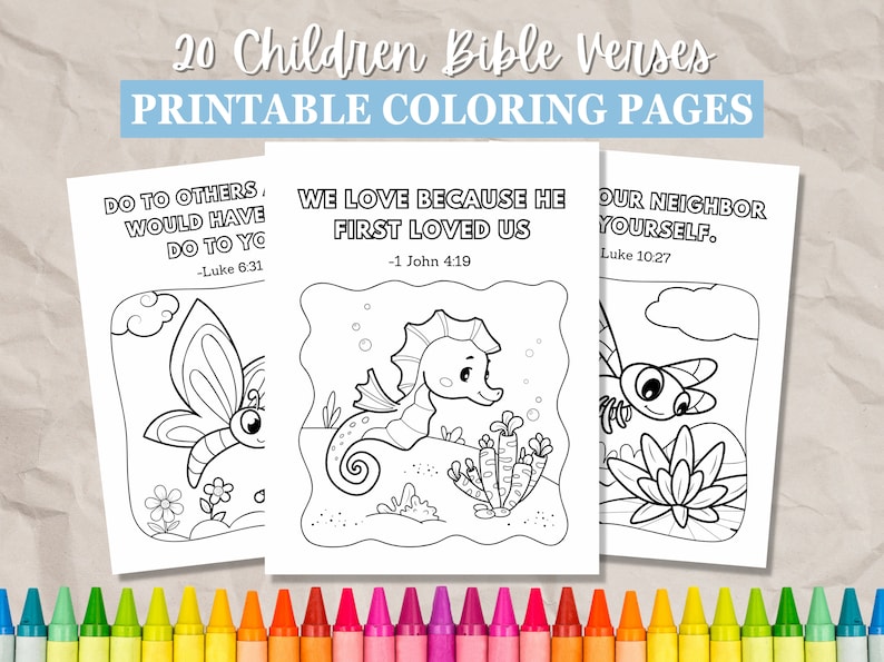 20 Bible Verse Coloring Pages for Preschoolers, Preschool Bible Verses ...