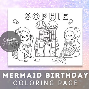 Mermaid Birthday Coloring Page, Underwater Birthday Coloring Sheets ...