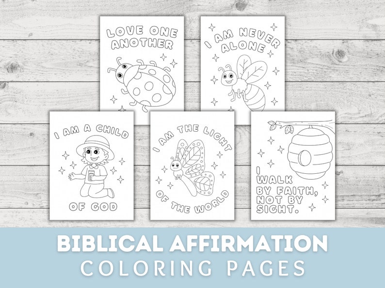 10 Printable Biblical Affirmation Coloring Pages | Kid's Affirmations ...