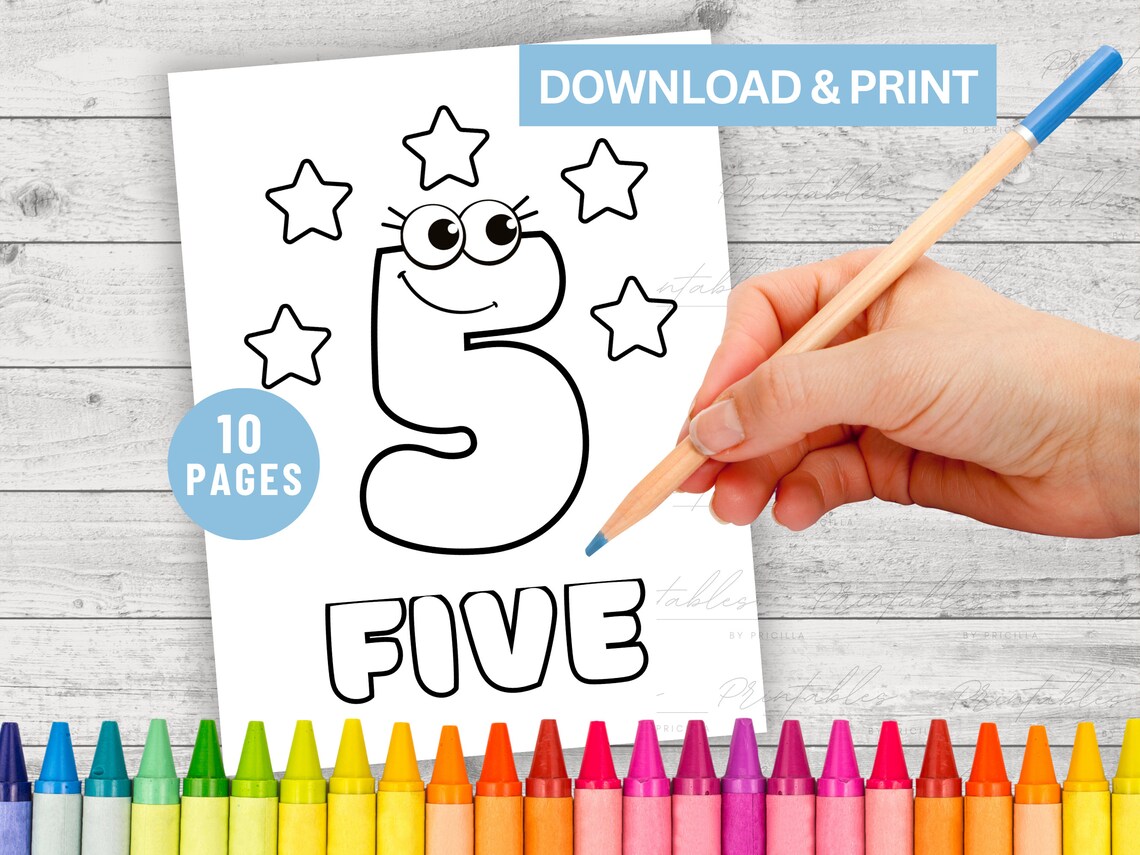 10 Numbers Printable Coloring Page Worksheets for Preschool - Etsy