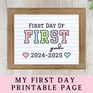 1st Grade First Day Printable Sign - Instant Download - Back to School ...