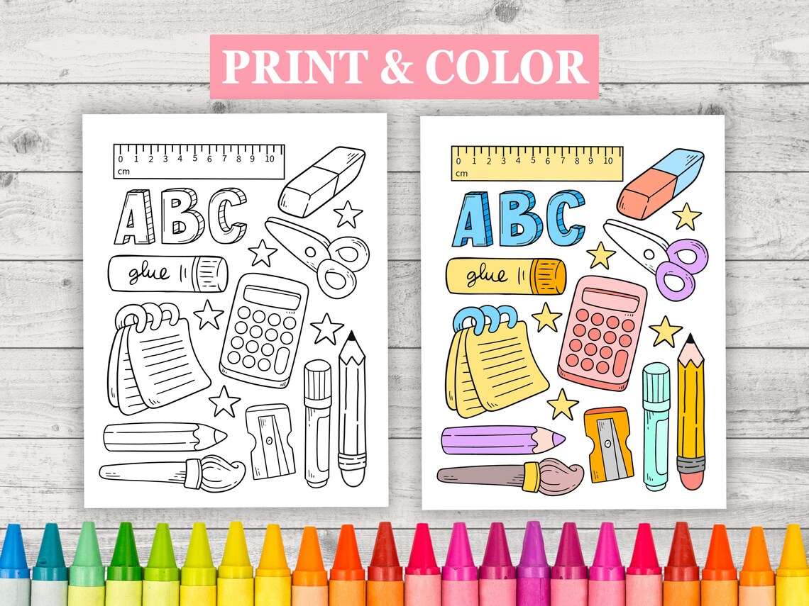 Back to School Coloring Pages, School Coloring Pages, School Supplies ...