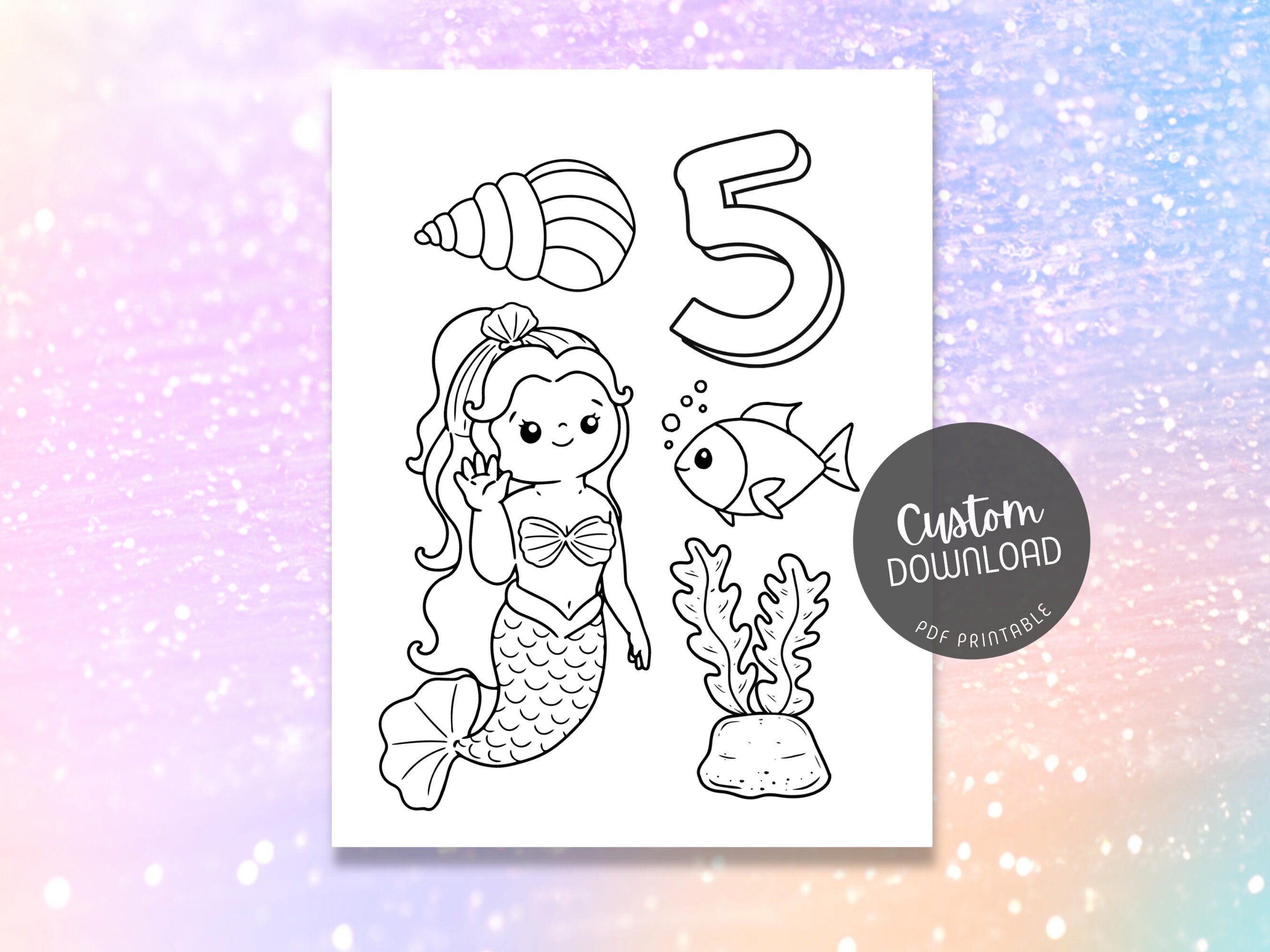 Mermaid Birthday Coloring Pages, Underwater Birthday Coloring Sheets ...