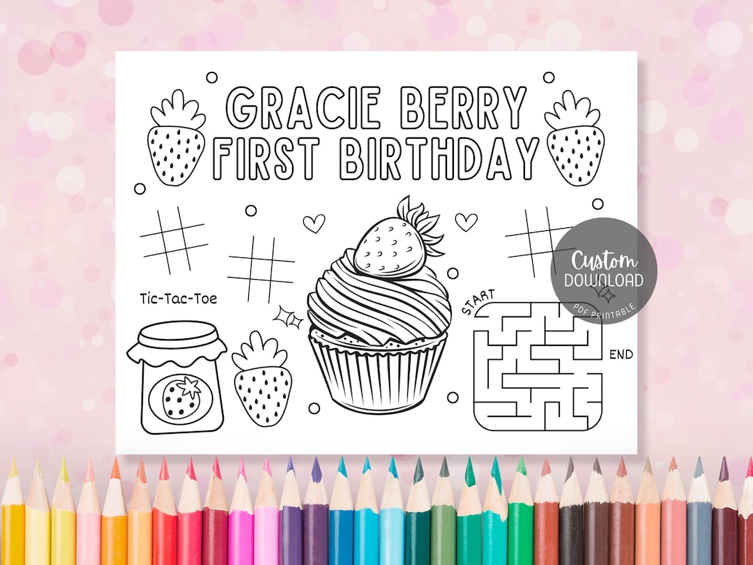 Strawberry Activity Page - Printable Berry Sweet First Birthday Party ...