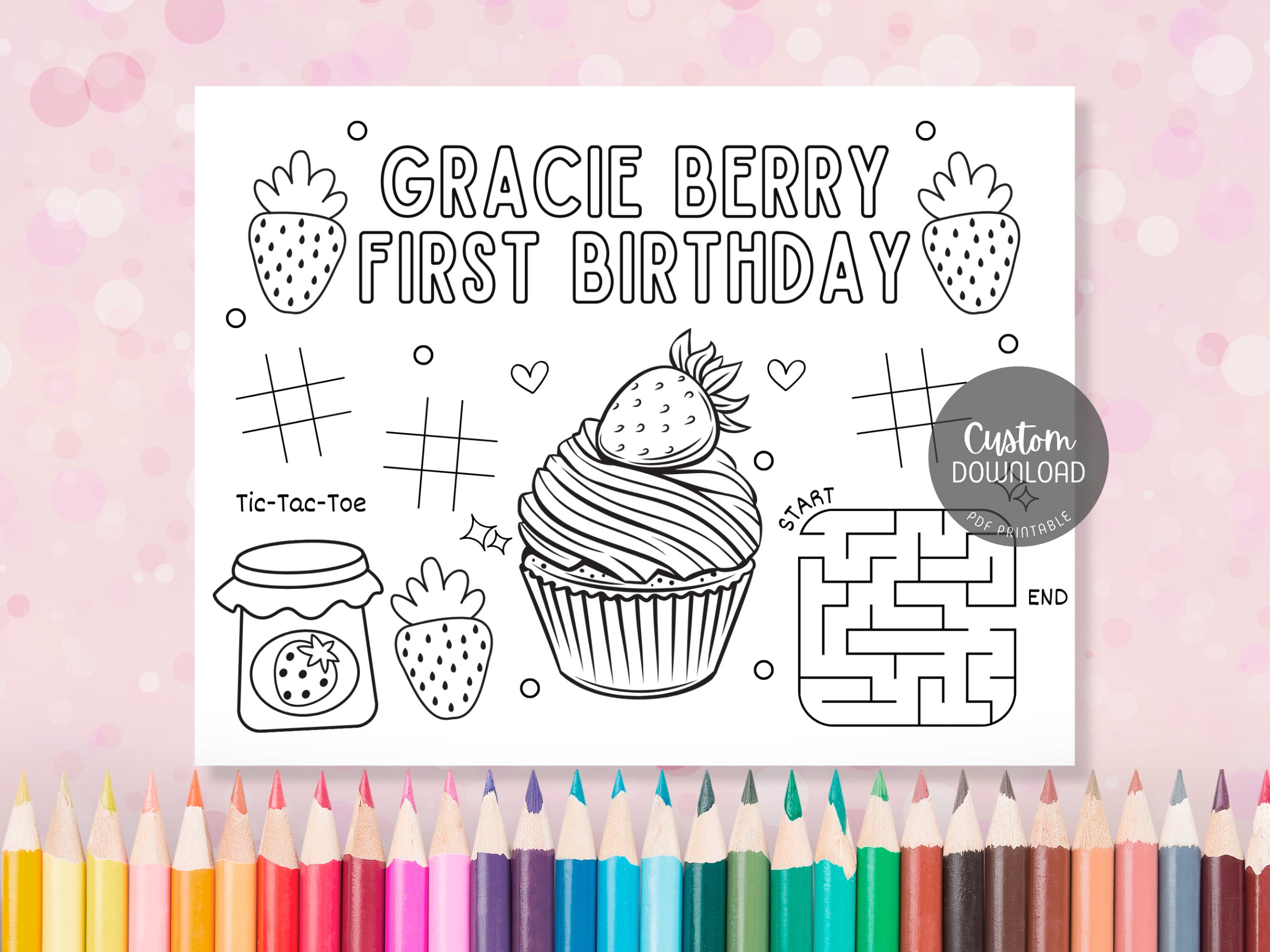 Strawberry Activity Page Printable Berry Sweet First - Etsy