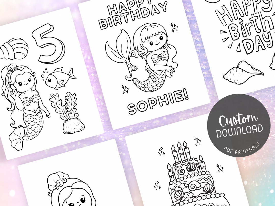 Mermaid Birthday Coloring Pages Underwater Birthday Coloring - Etsy UK