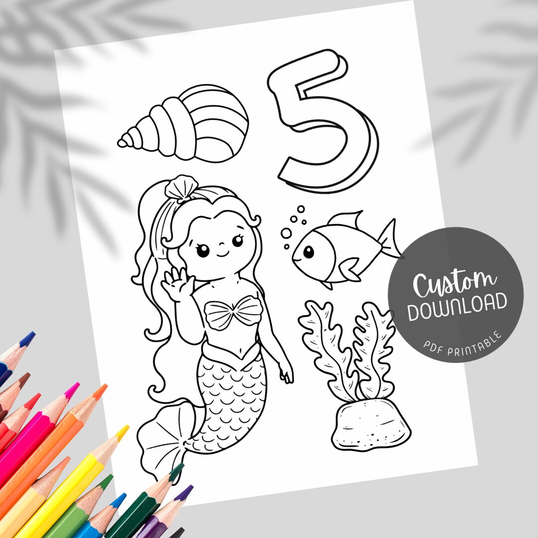 Mermaid Birthday Coloring Pages Underwater Birthday Coloring - Etsy UK