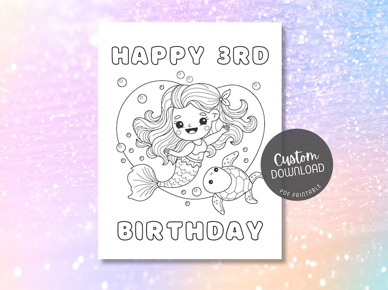 Mermaid Birthday Coloring Pages, Underwater Birthday Coloring Sheets ...
