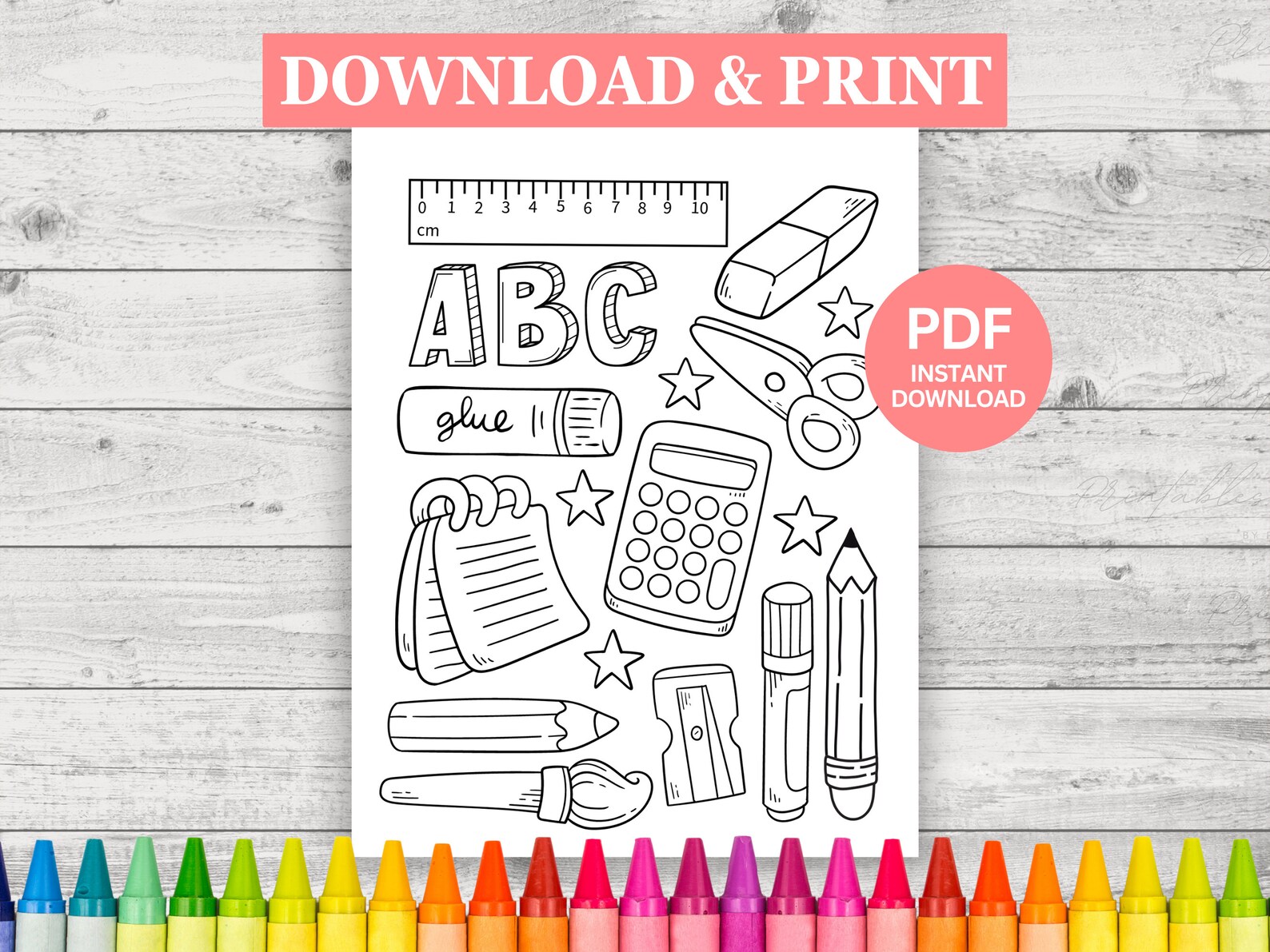 Back to School Coloring Page, School Coloring Pages, School Supplies ...