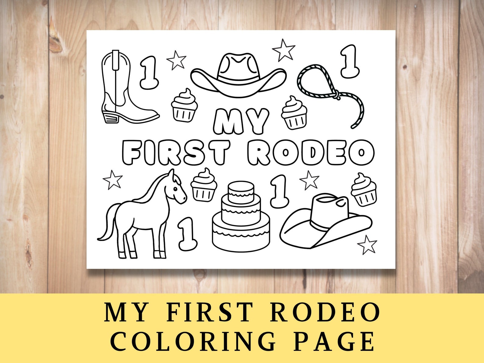 My First Rodeo Coloring Page - Kids Birthday Activity, Cowboy Party ...