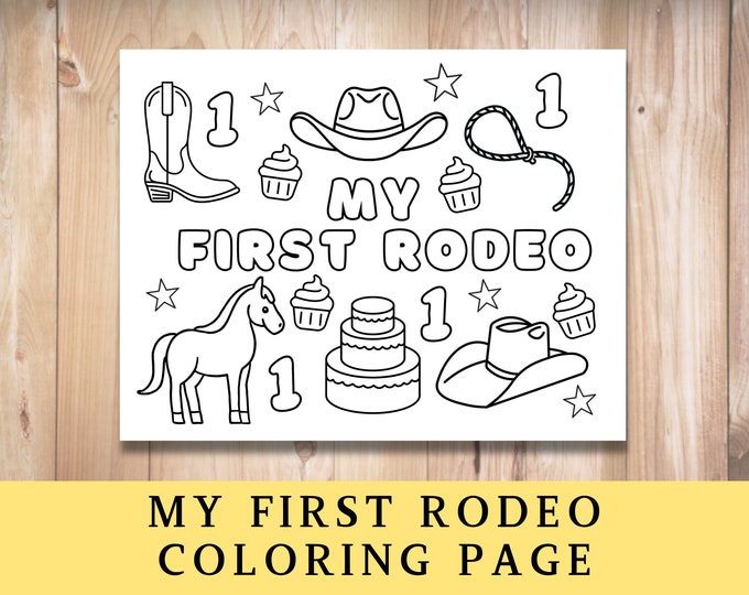My First Rodeo Coloring Page - Kids Birthday Activity, Cowboy Party ...