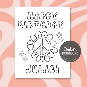 Custom Groovy Coloring Pages Party Favors Printable, Retro Birthday ...