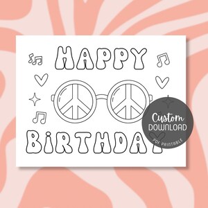 Custom Groovy Coloring Pages Party Favors Printable, Retro Birthday ...