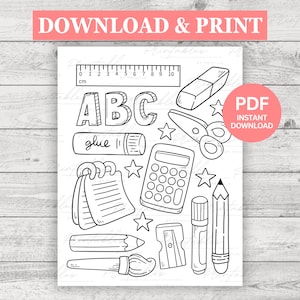 Back to School Coloring Page, School Coloring Pages, School Supplies ...