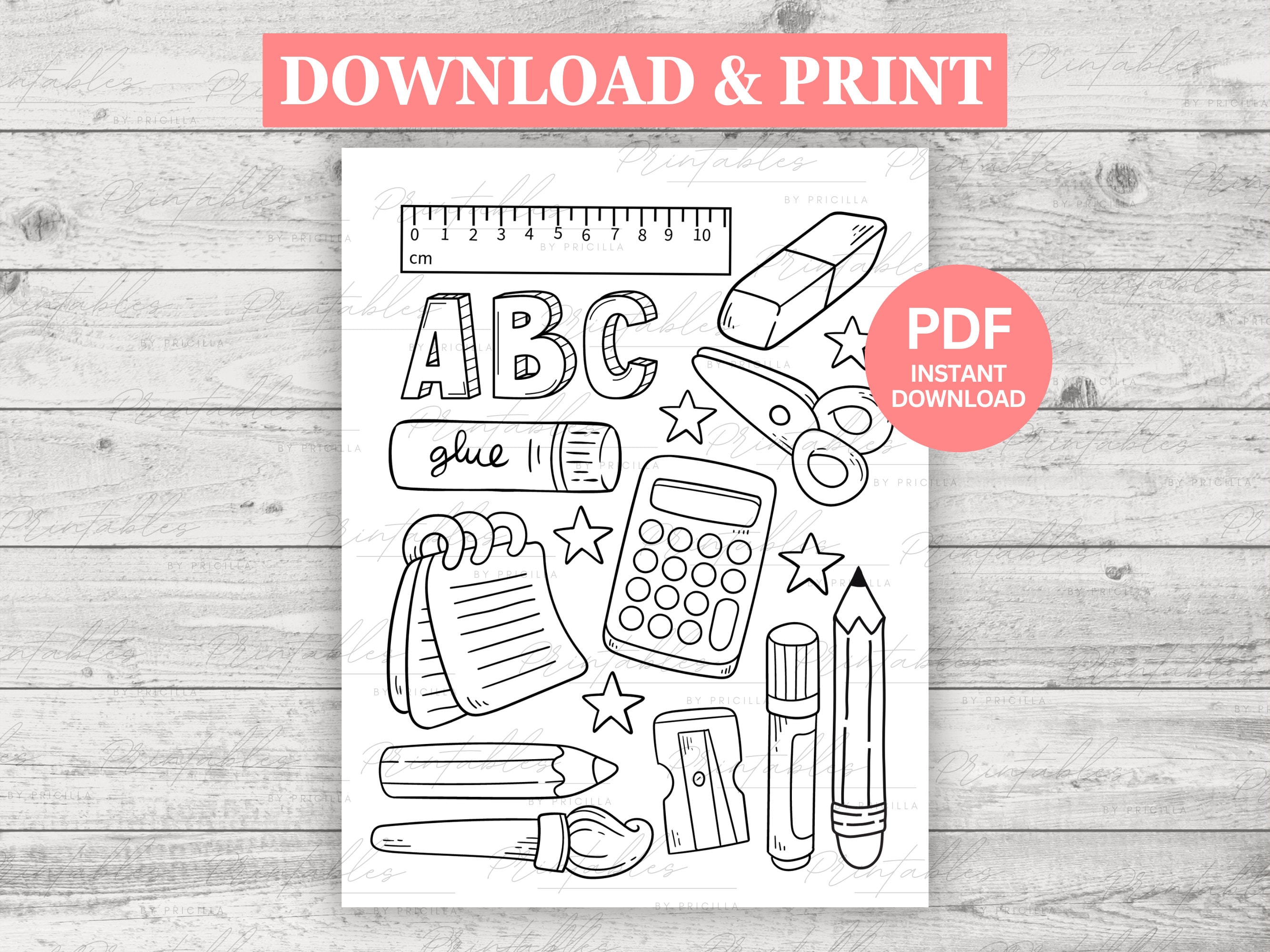 Back to School Coloring Page, School Coloring Pages, School Supplies ...