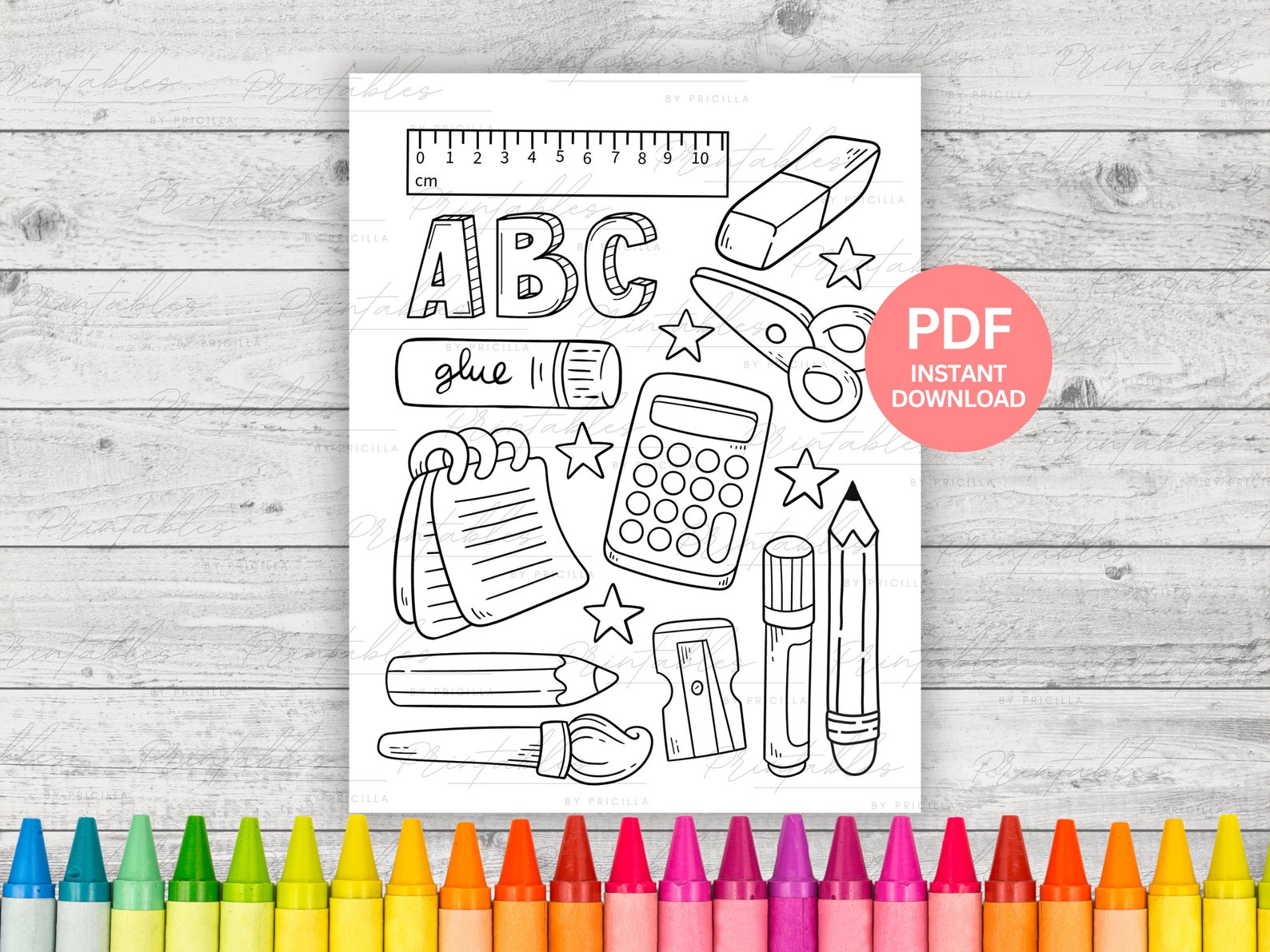 Back to School Coloring Page, School Coloring Pages, School Supplies ...