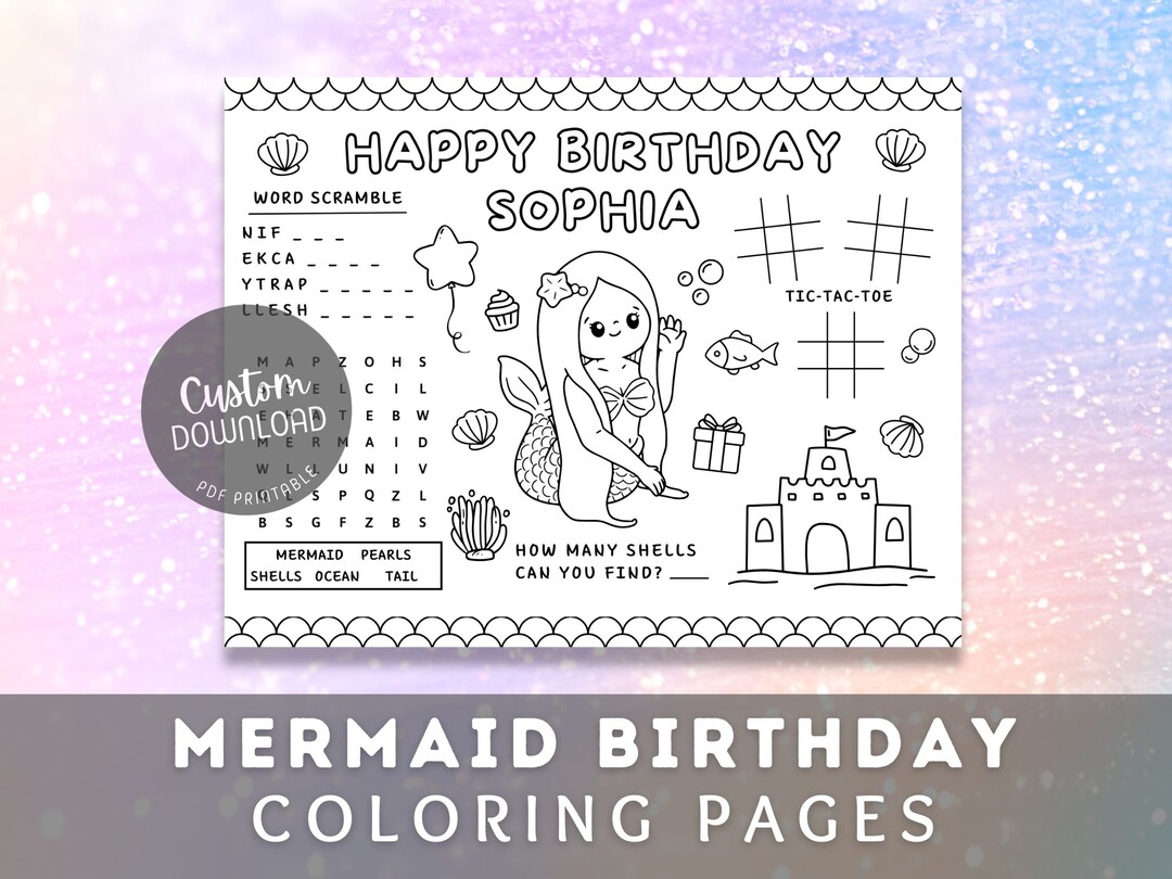 Custom Mermaid Party Placemat, Printable Under the Sea Birthday ...