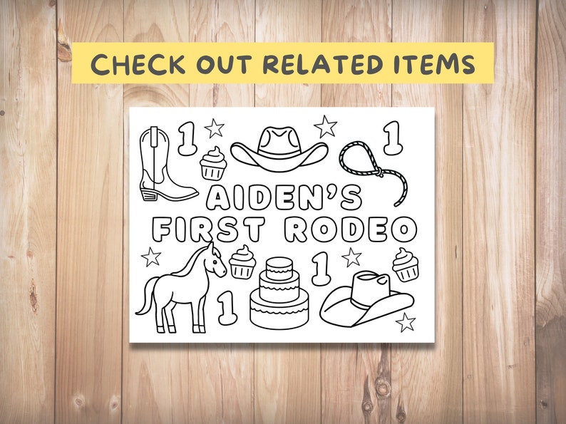 Custom My First Rodeo Activity Page for Kids Birthday Party ...