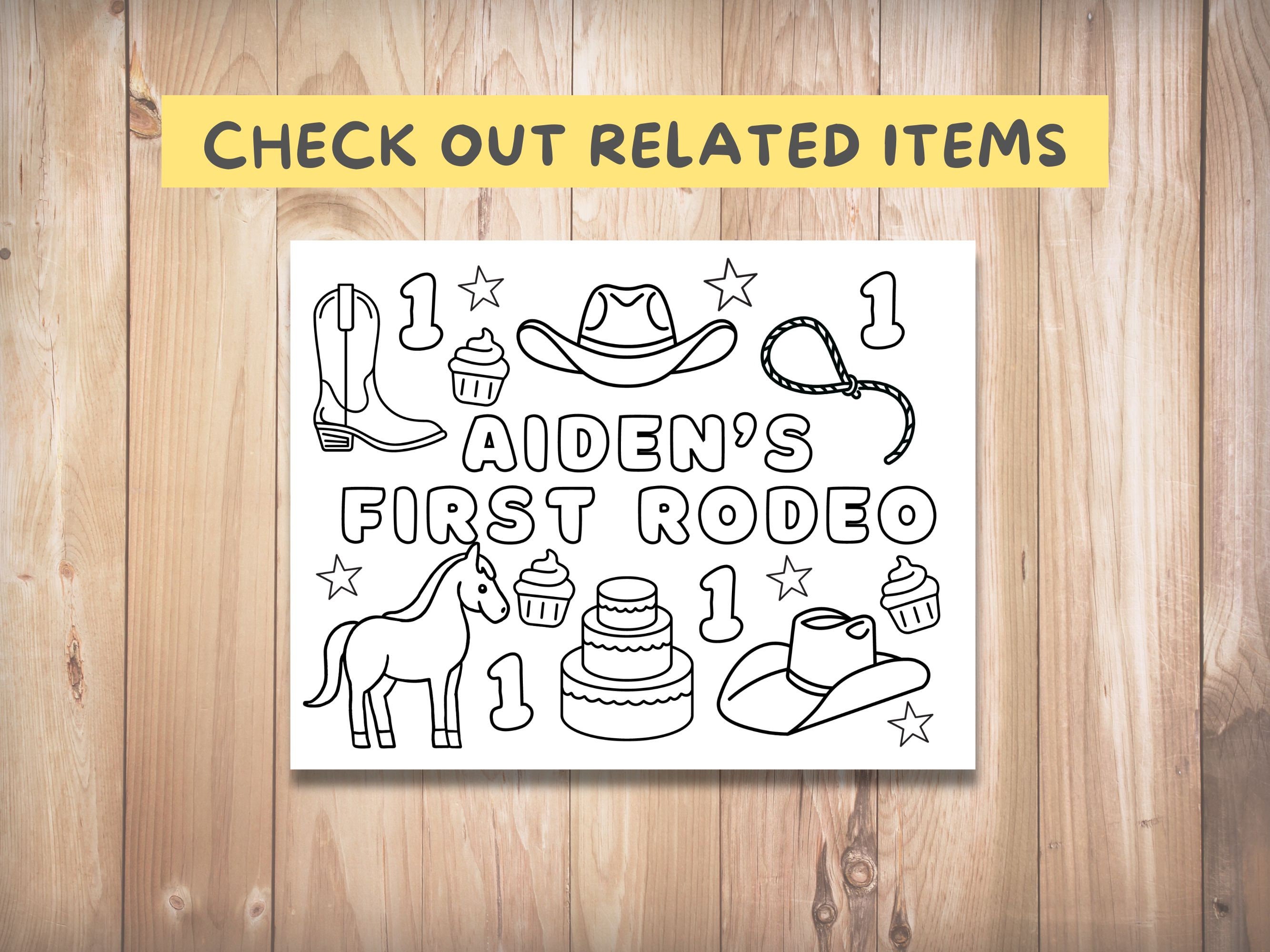Custom My First Rodeo Activity Page for Kids Birthday Party ...