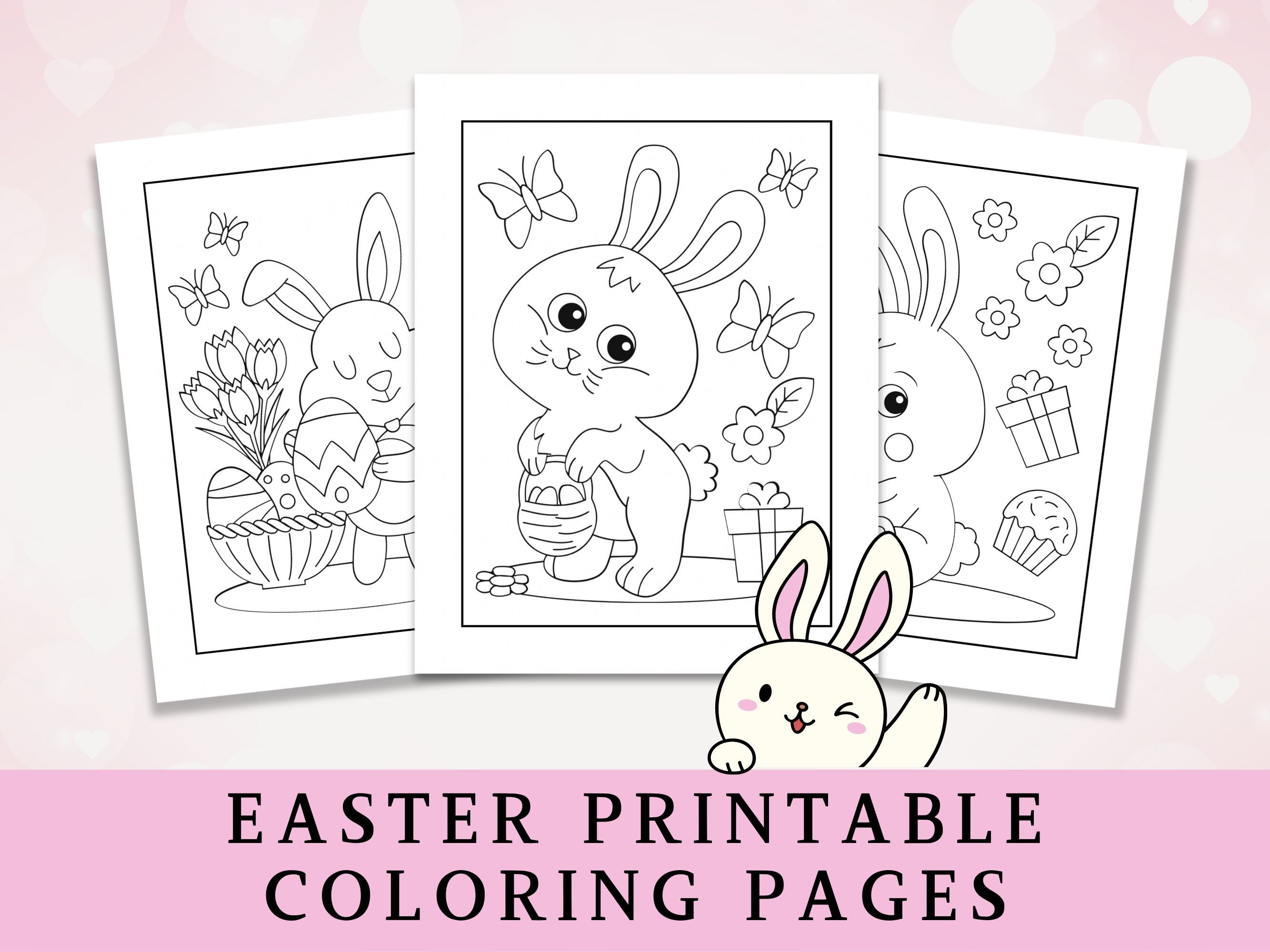 15 Easter Coloring Pages for Kids, Printable Easter Bunny Coloring ...