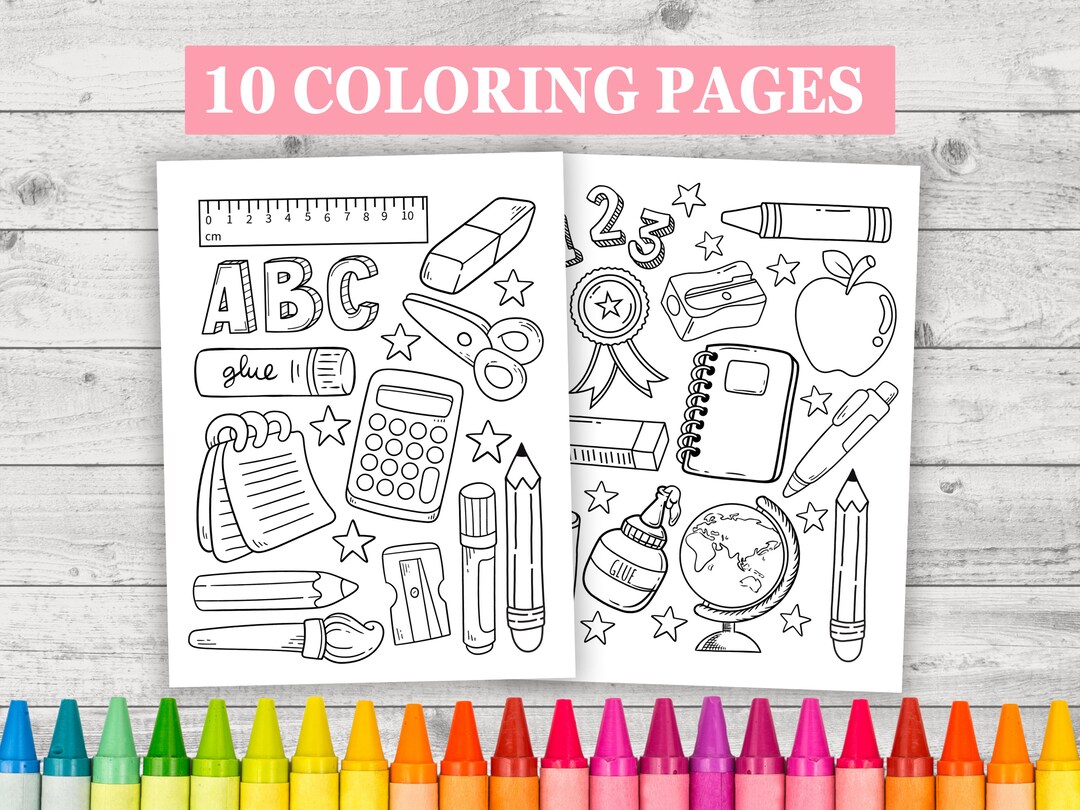 Back to School Coloring Pages, School Coloring Pages, School Supplies ...
