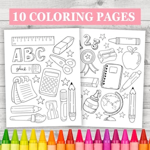 Back to School Coloring Pages, School Coloring Pages, School Supplies ...