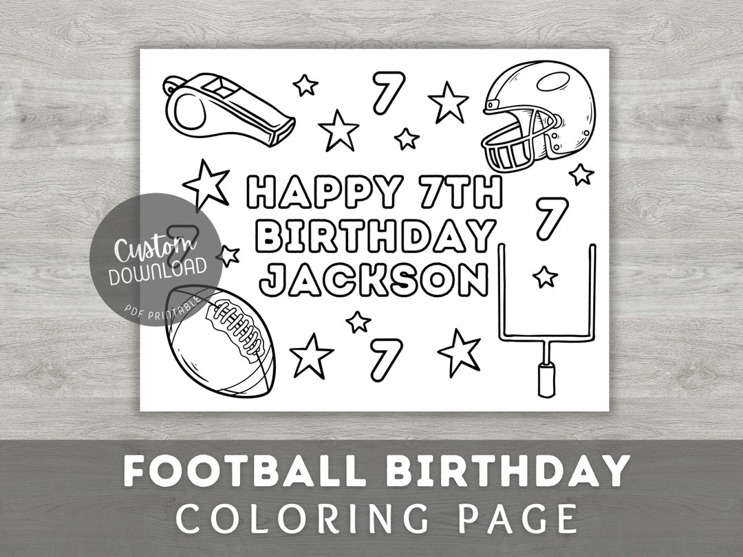 Football Birthday Party Coloring Page, American Football Favors ...